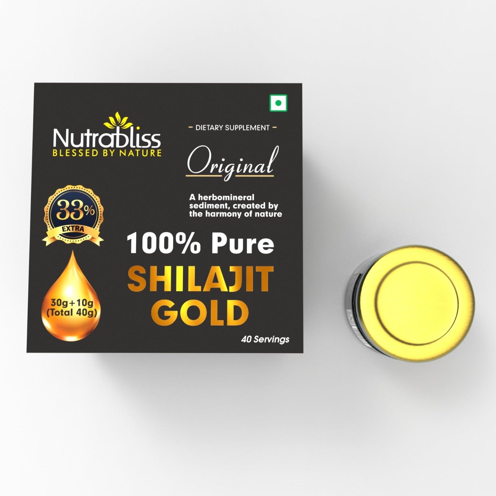 Nutrabliss Shilajit Gold – 100% Pure with 24K Swarn Bhasm | 40g