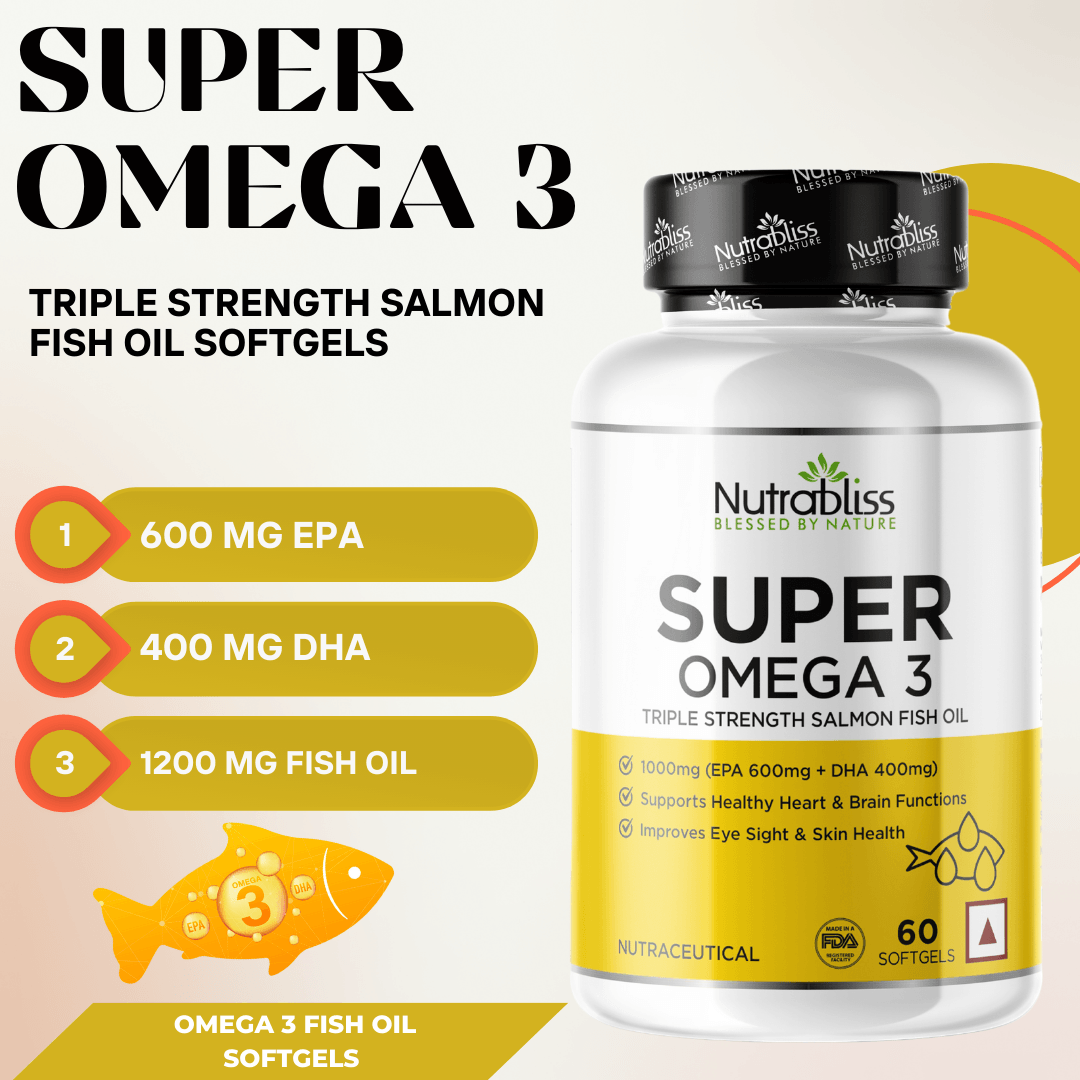 Nutrabliss Super Omega 3 Triple Strength Fish Oil EPA 600 mg DHA 400 m