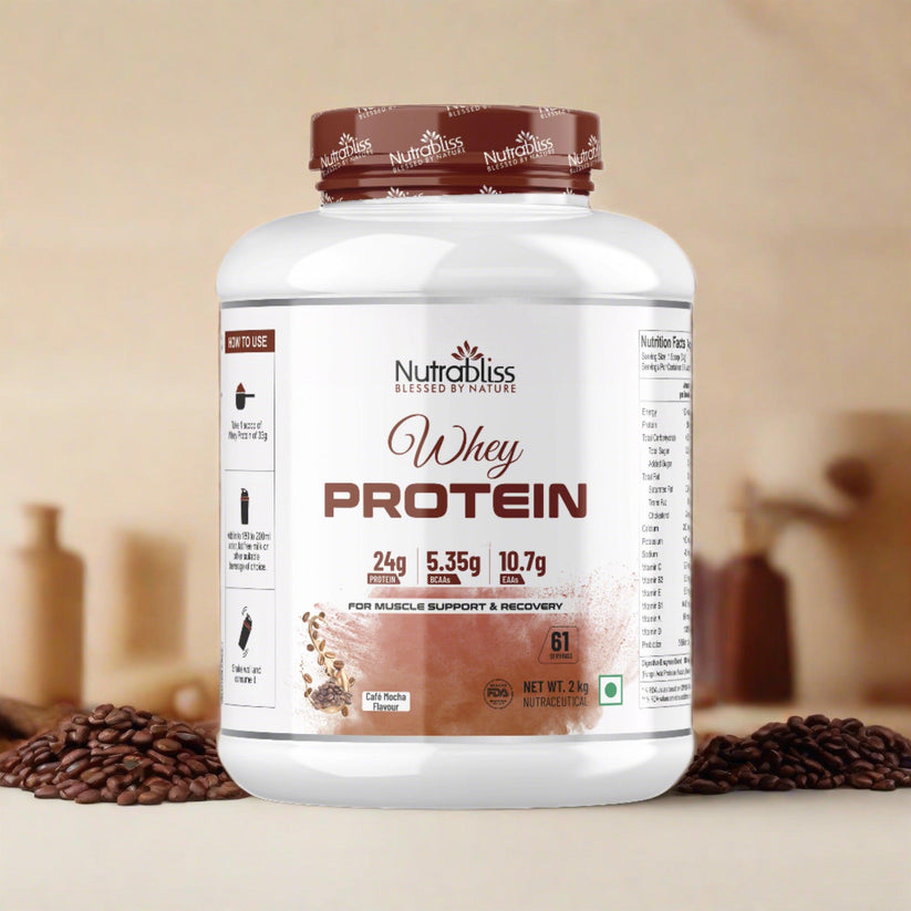 Nutrabliss Whey Protein | Cafe Mocha Flavour | 61 Servings 2 Kg